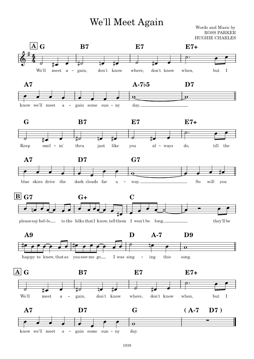 We'll Meet Again – Ross Parker and Hughie Charles We'll Meet Again Lead ...