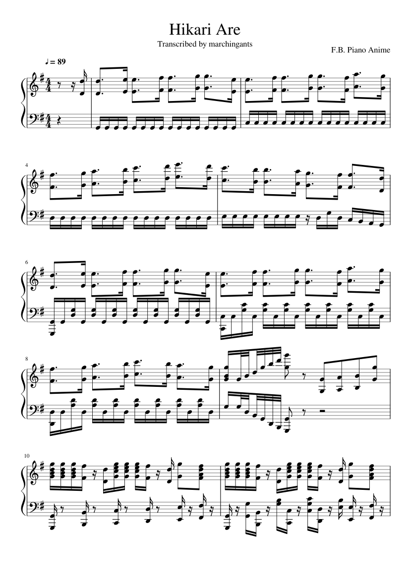Hikari Are Sheet Music for Piano (Solo) | MuseScore.com
