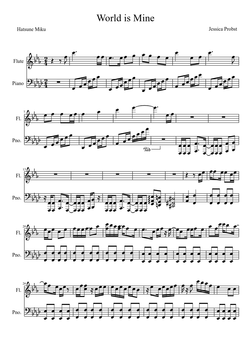 World is Mine Piano and Flute Duet Sheet music for Piano, Flute (Solo ...