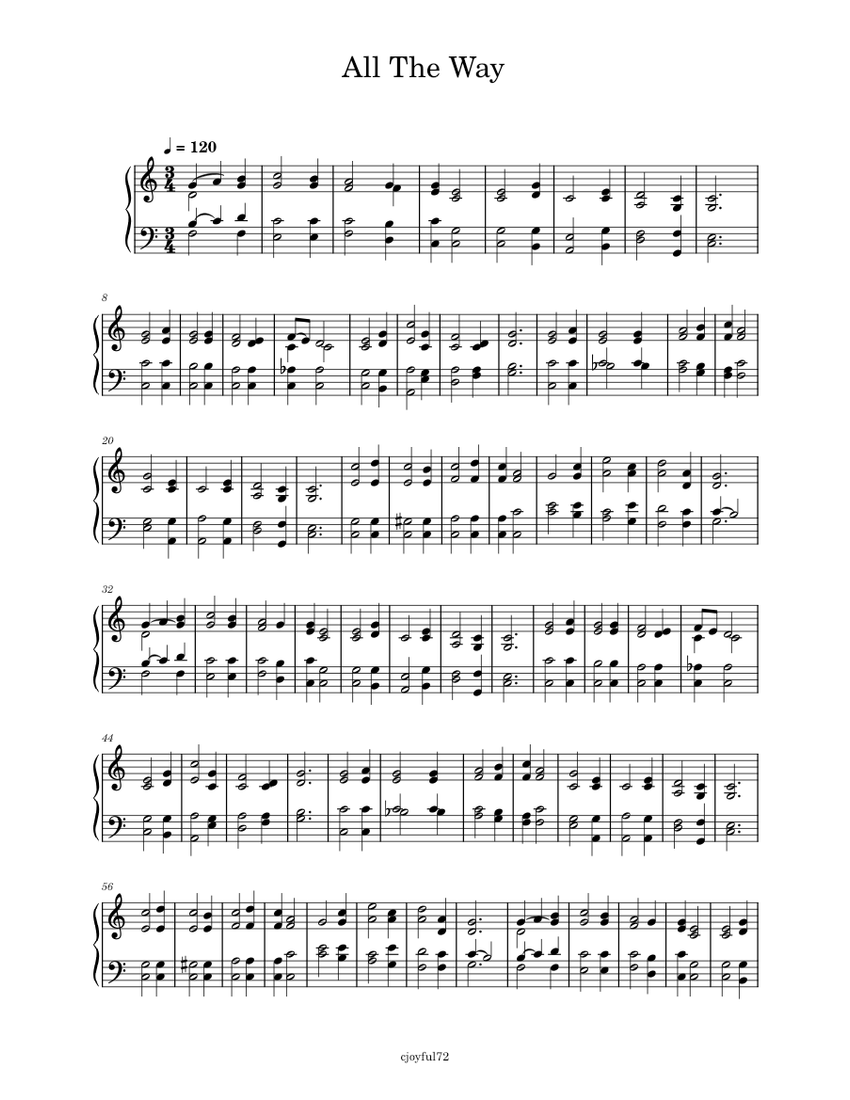 All The Way Mac Lynch Sheet music for Piano (Solo) Easy | Musescore.com