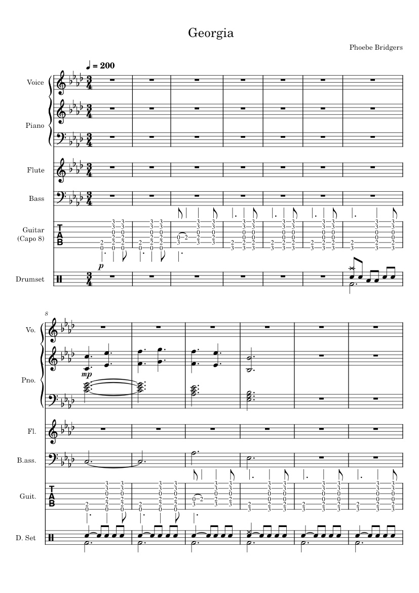 Georgia – Phoebe Bridgers Sheet Music and Tab for Piano, Vocals, Flute ...