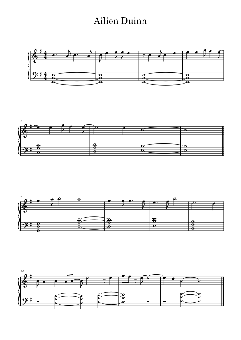 Ailien Duinn Sheet Music for Piano (Solo) easy | MuseScore.com