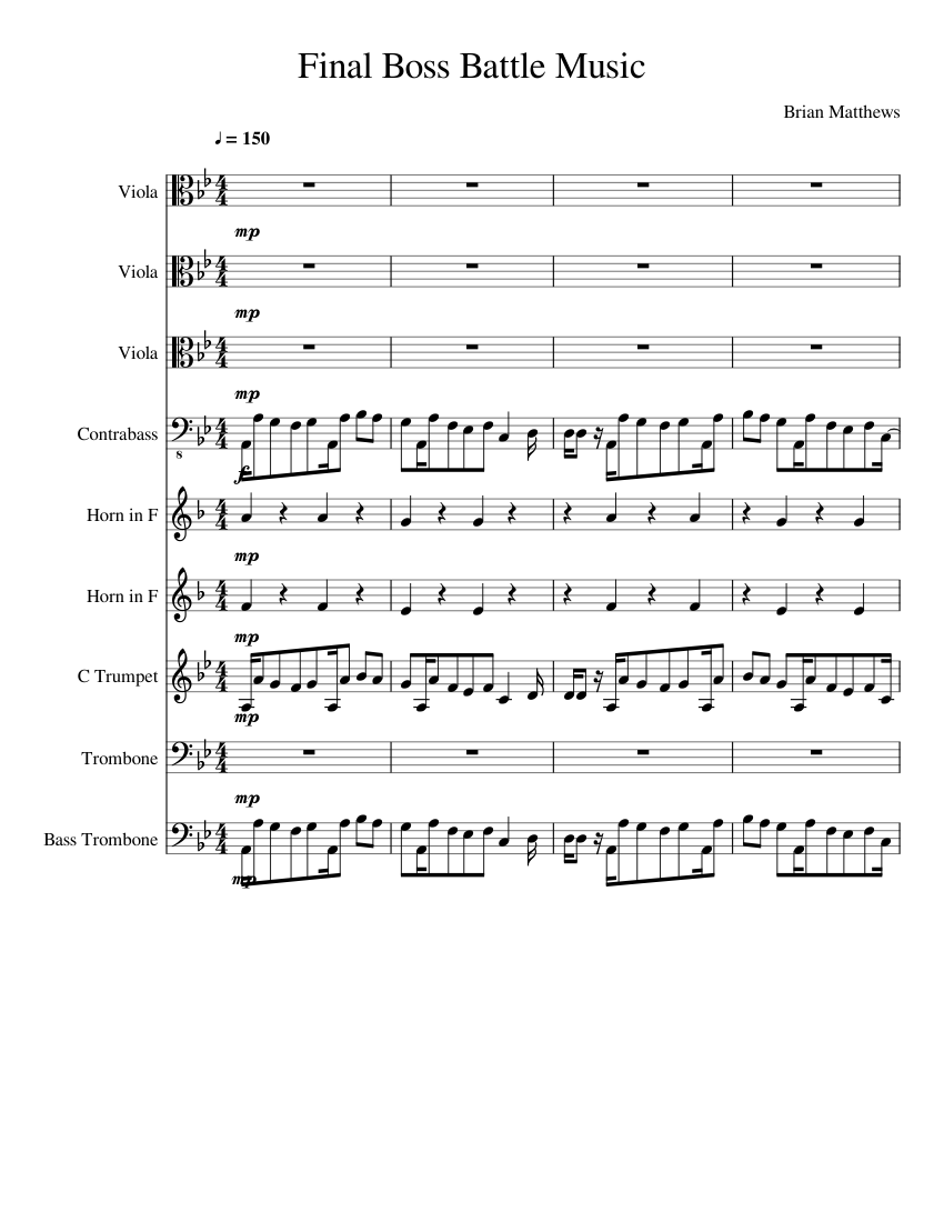 Final Boss Fight Music Sheet music for Trombone, Trombone bass, French ...
