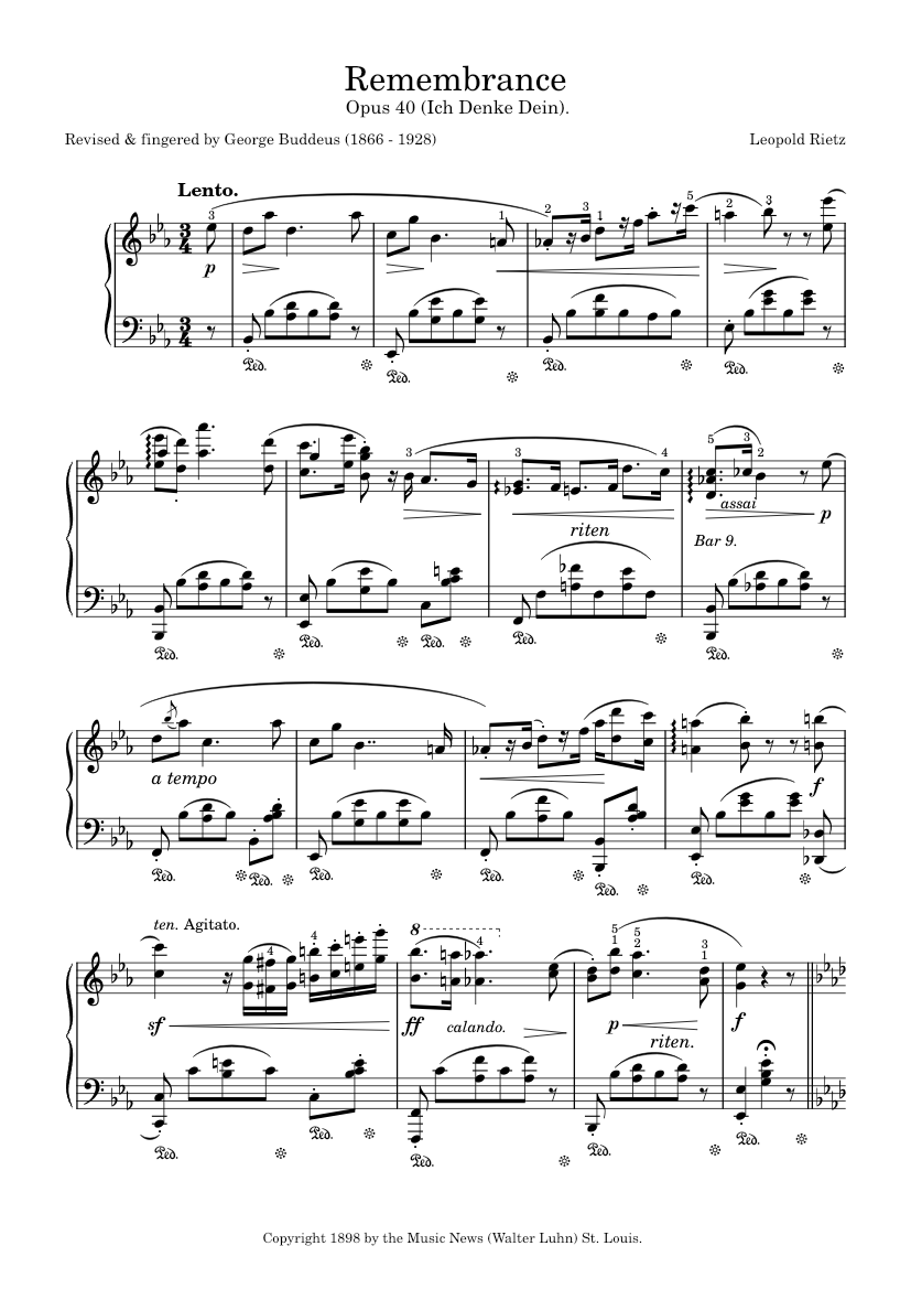 Remembrance Sheet music for Piano (Solo) | Musescore.com