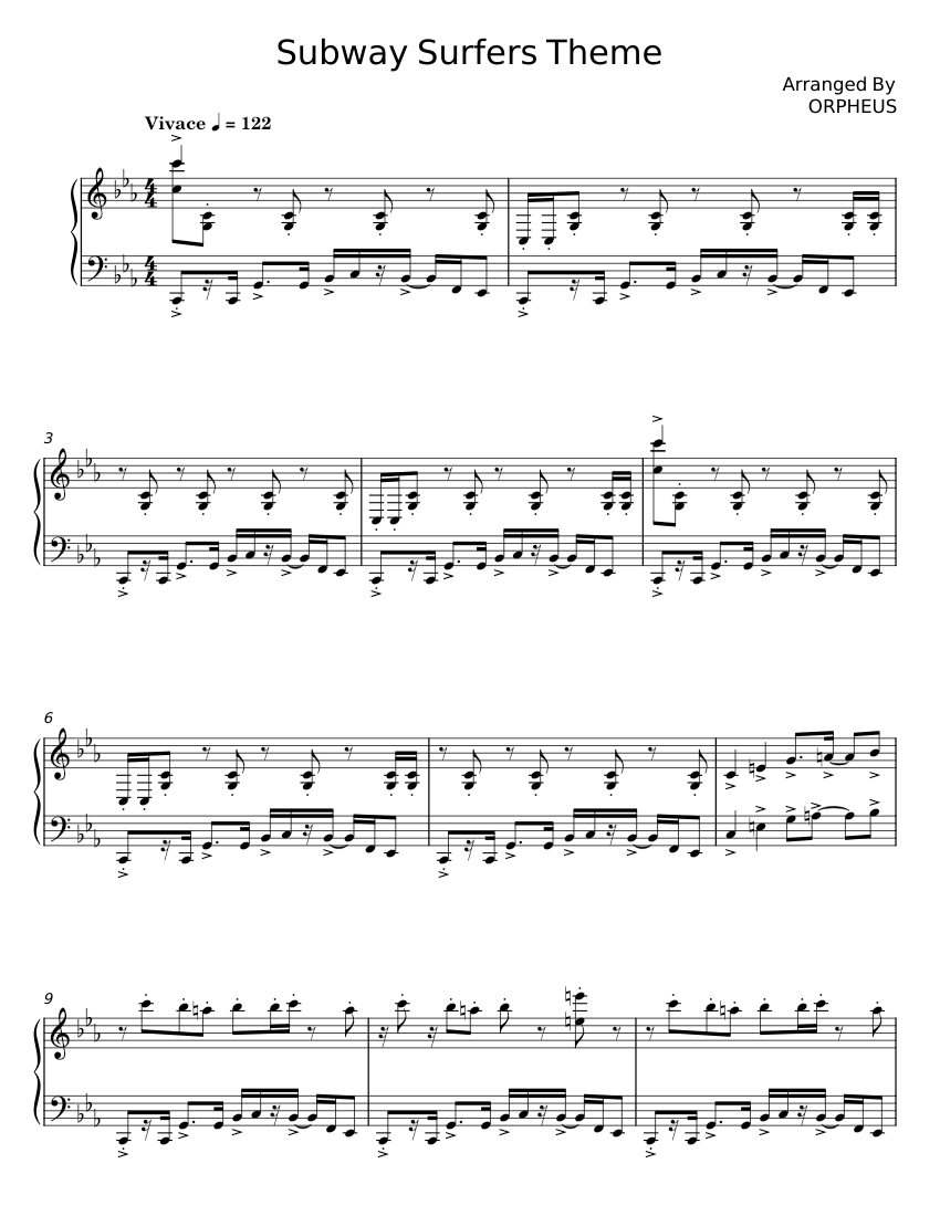 Subway Surfers Sheet Music for Piano (Solo) | MuseScore.com