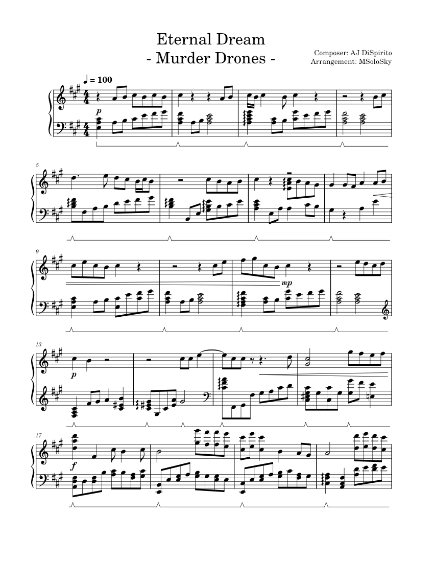 Eternal Dream – AJ DiSpirito and Elsie Lovelock - (Murder Drones OST) Sheet music for Piano ...