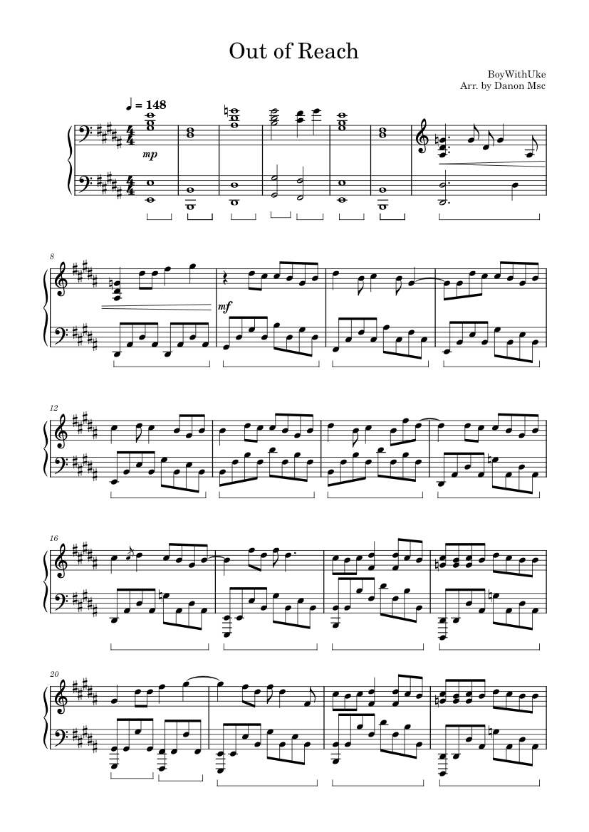 Out Of Reach – BoyWithUke (Full Piano Cover) Sheet music for Piano ...