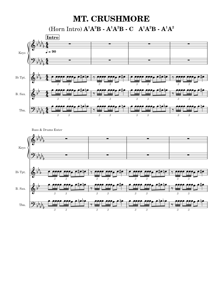 Mt Crushmore Sheet music for Piano, Trombone, Saxophone baritone, Trumpet in b-flat (Mixed ...