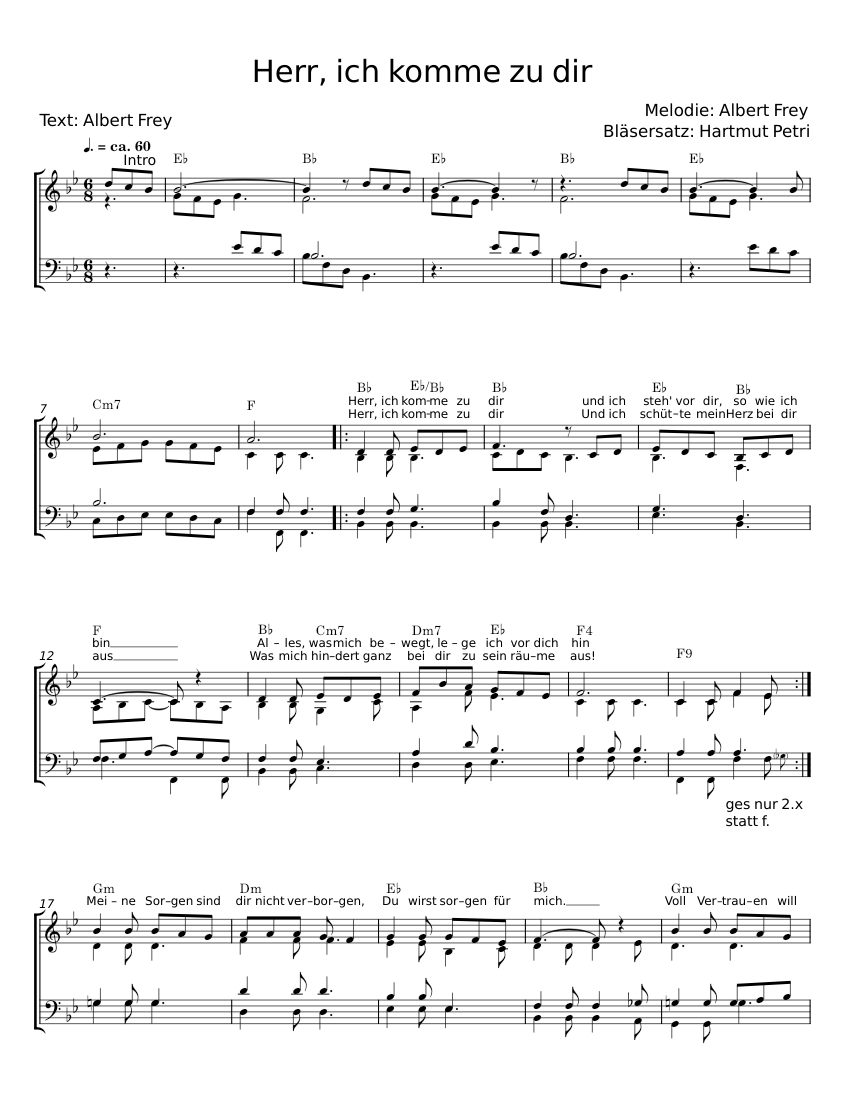 Herr ich komme zu dir - Albert Frey Sheet music for Piano (Piano Duo) | Musescore.com