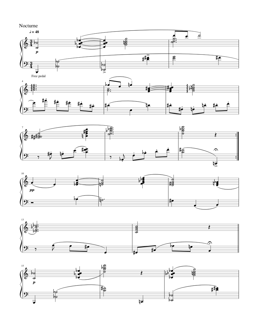 Nocturne Sheet music for Piano (Solo) Easy | Musescore.com