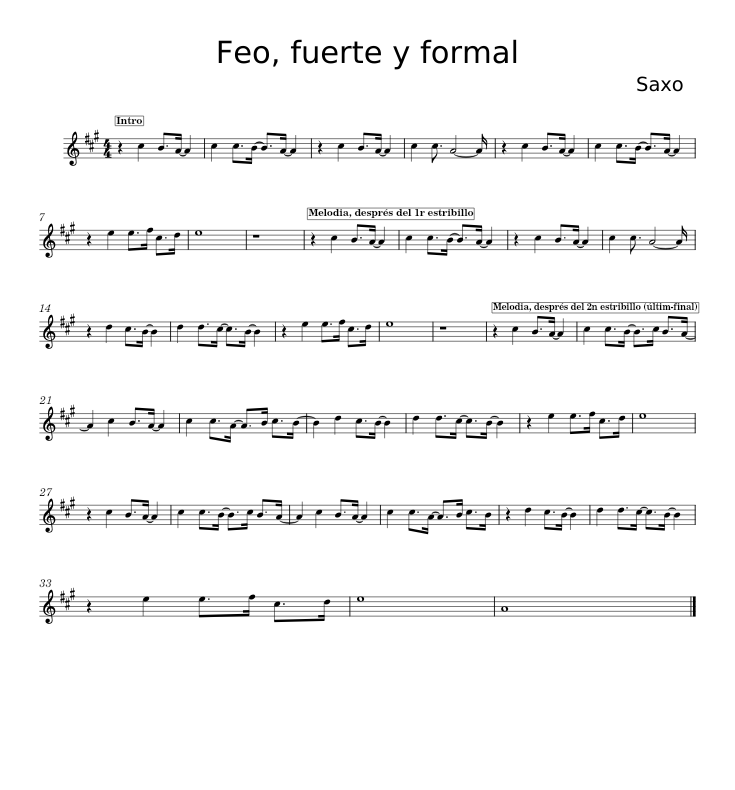 Feo, fuerte y formal - Loquillo Sheet music for Saxophone soprano (Solo ...
