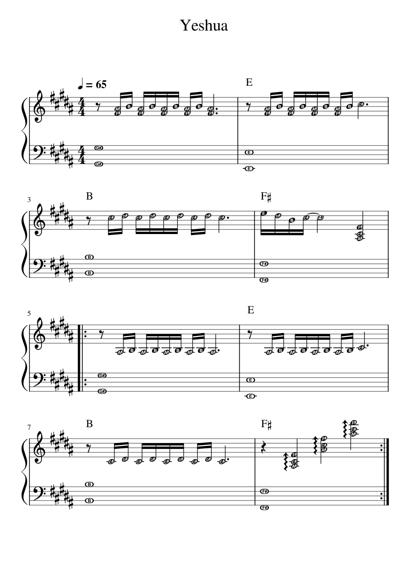 Yeshua Sheet Music with Chords for Piano (Solo) easy | MuseScore.com
