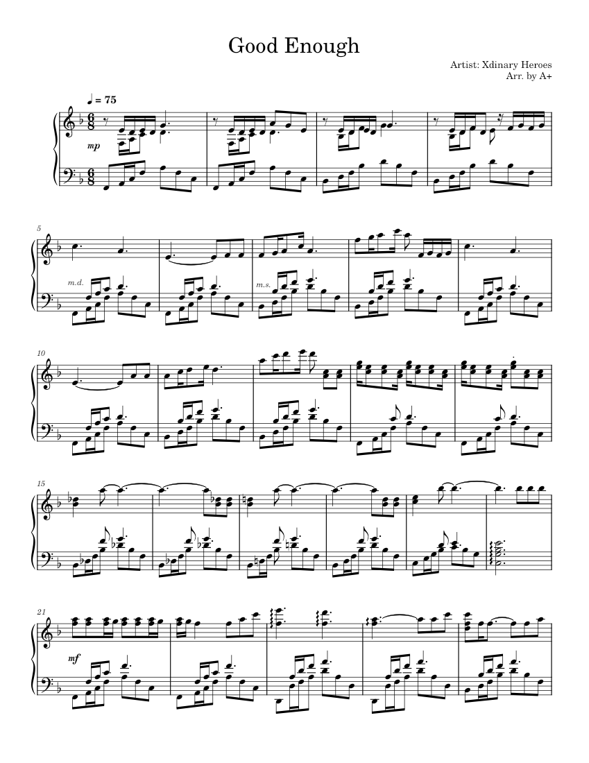 Good Enough – Xdinary Heroes Sheet music for Piano (Solo) | Musescore.com