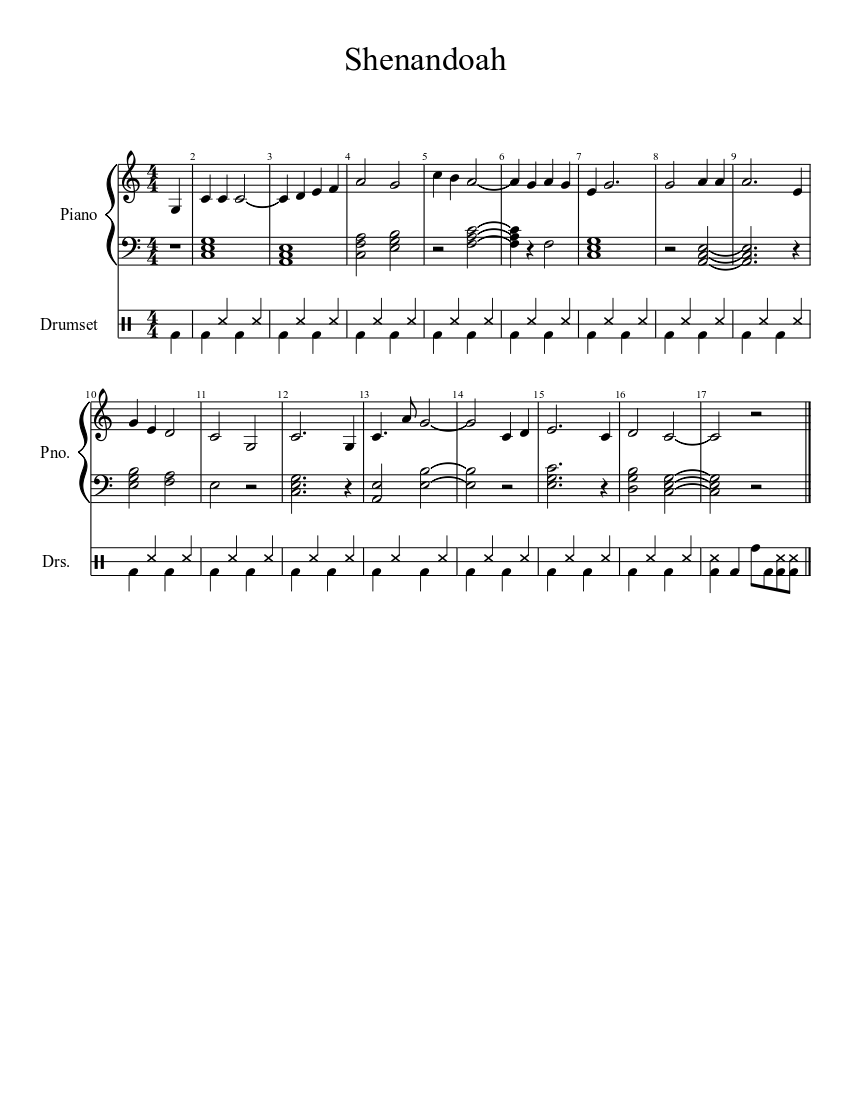 Shenandoah Sheet music for Piano (Solo) | Musescore.com