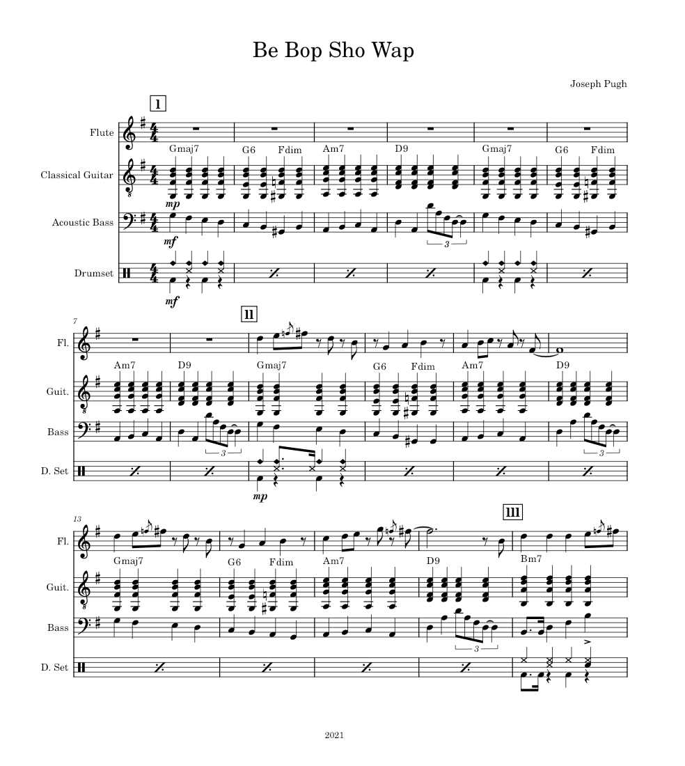 Be_Bop_Sho_Wap Sheet music for Flute, Guitar, Bass guitar, Drum group ...