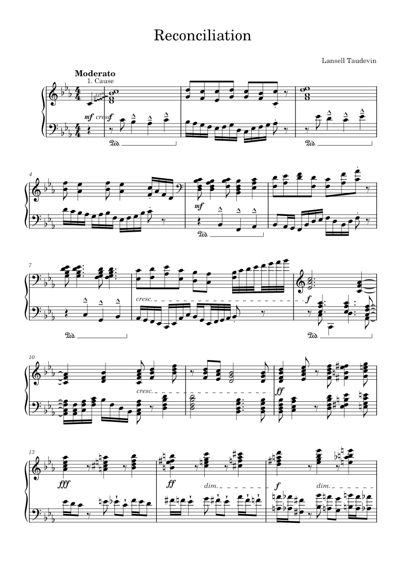 Reconciliation by Lansell Taudevin Sheet Music for Piano (Solo ...