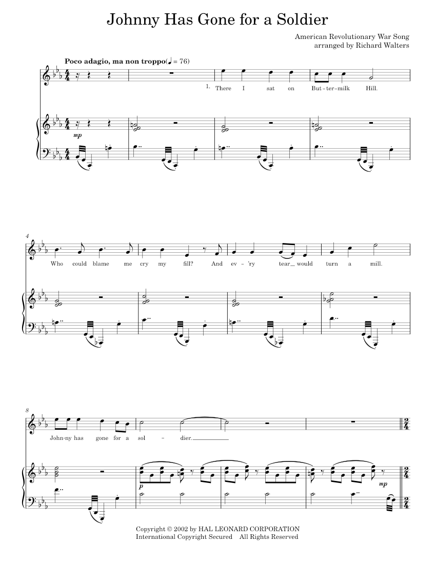 Play Official version of Johnny Has Gone for a Soldier sheet music by ...