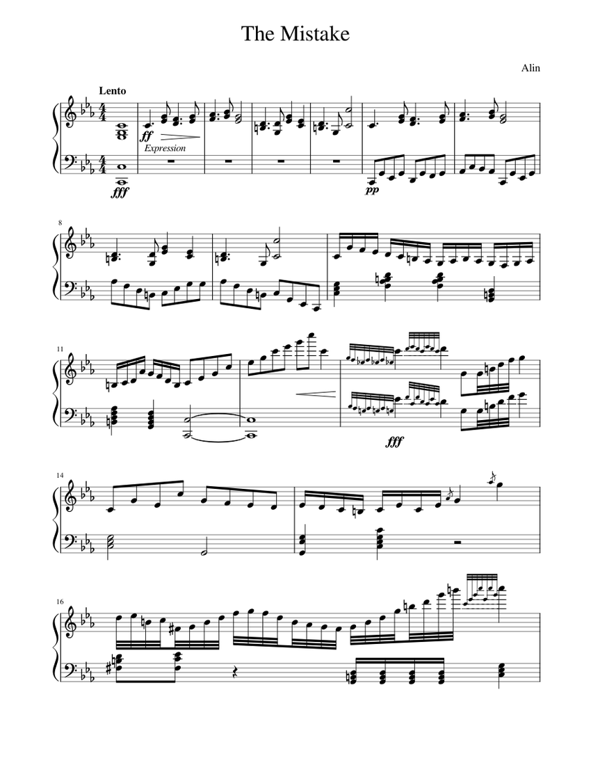 The_Mistake Sheet music for Piano (Solo) | Musescore.com