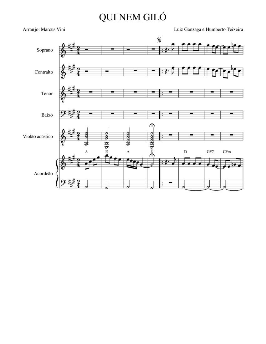 Qui Nem Gil Certa Sheet music for Soprano, Alto, Tenor, Bass voice ...