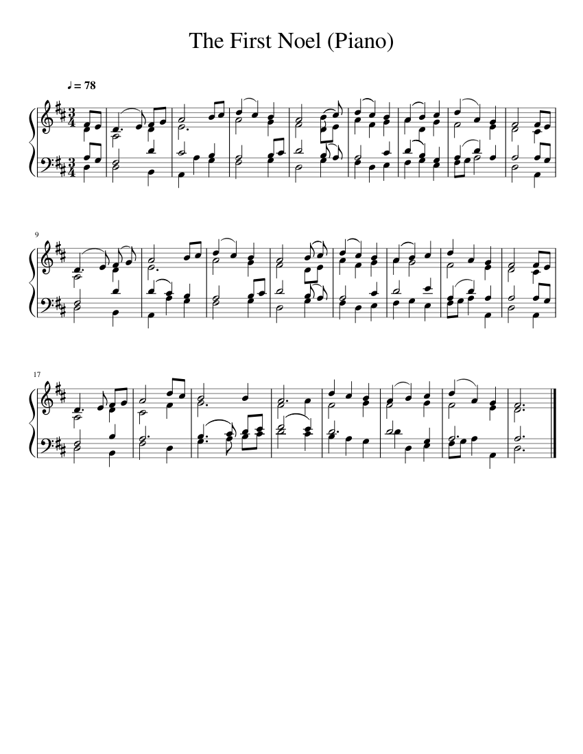 The First Noel (Piano) Sheet music for Piano (Solo) Easy | Musescore.com