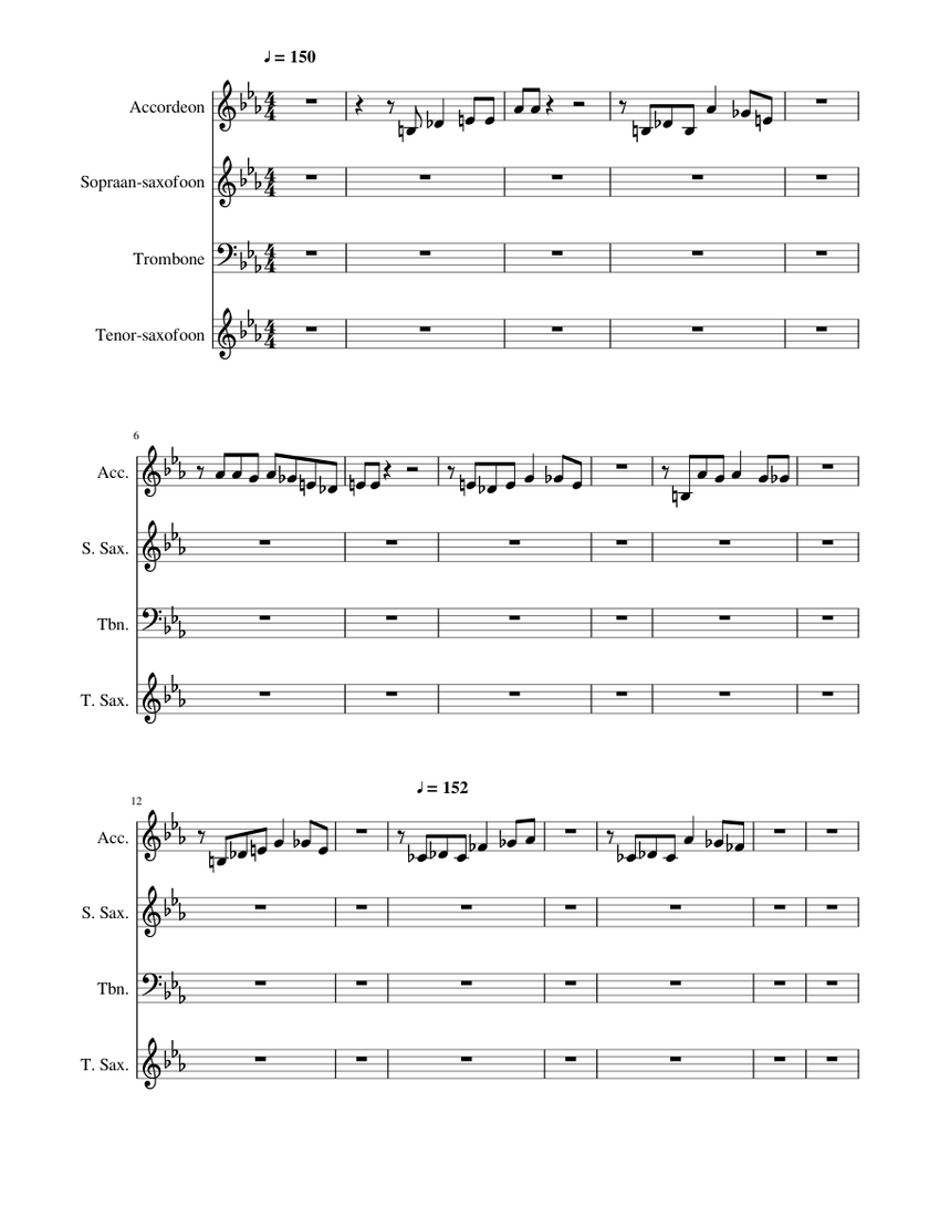 Hello Josephine accordeon Sheet music for Trombone, Accordion, Saxophone tenor, Saxophone ...