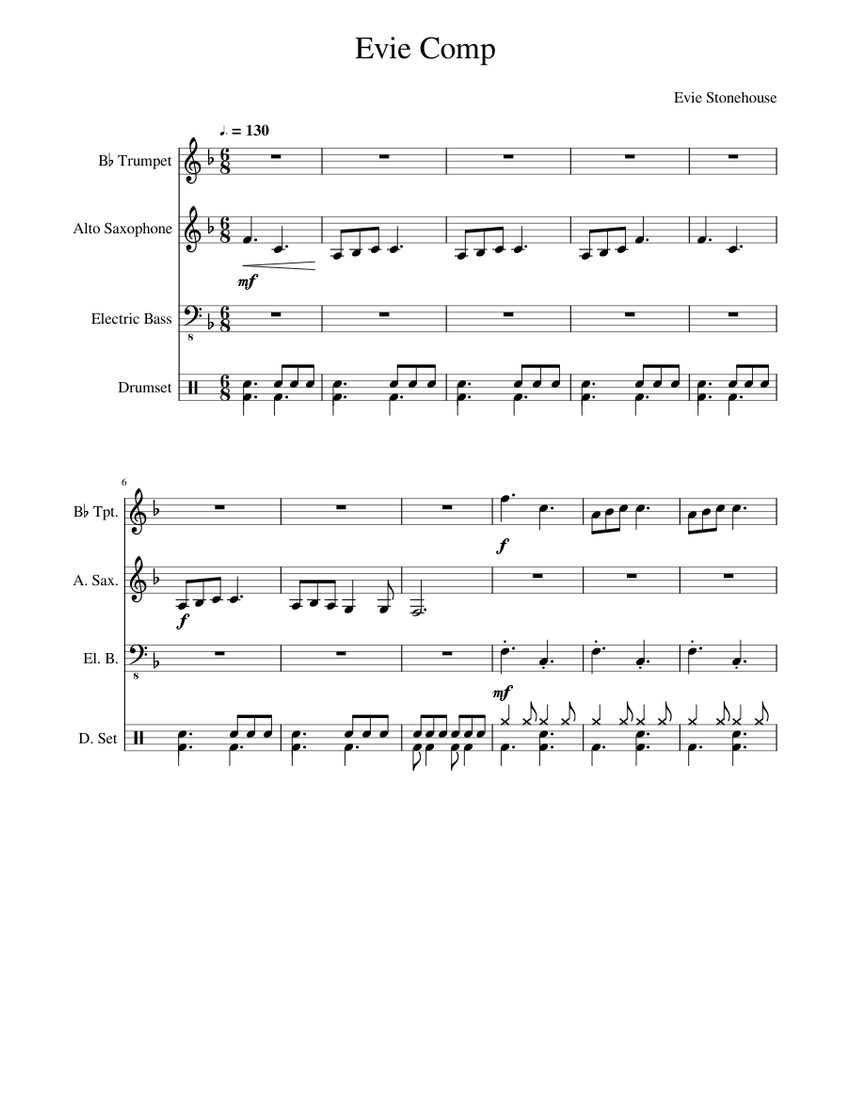 Evie_Comp Sheet music for Saxophone alto, Trumpet in b-flat, Bass ...