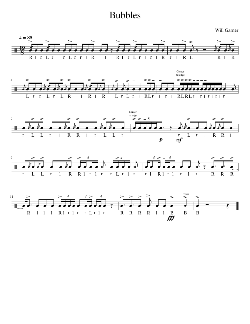 Bubbles Sheet music for Snare drum (Solo) | Musescore.com