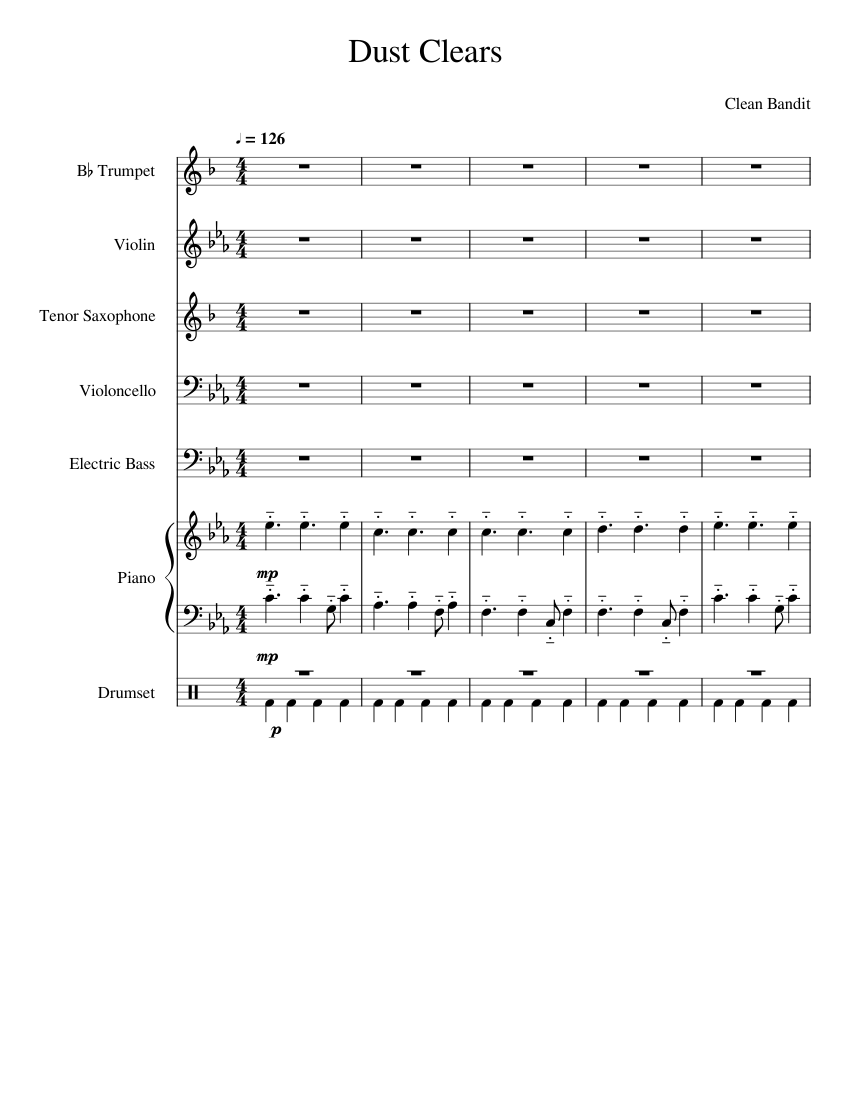 Dust Clears — Clean Bandit Sheet music for Piano, Saxophone tenor ...