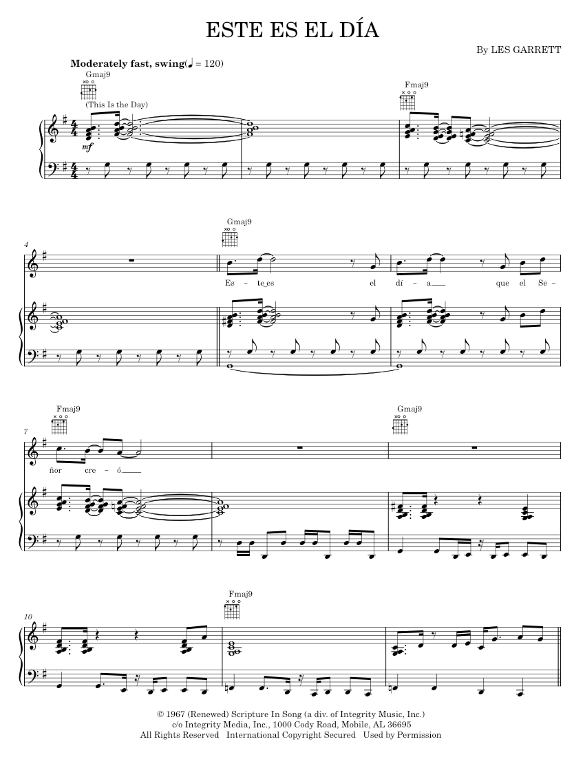 Play Official version of This Is The Day sheet music by Les Garrett for ...