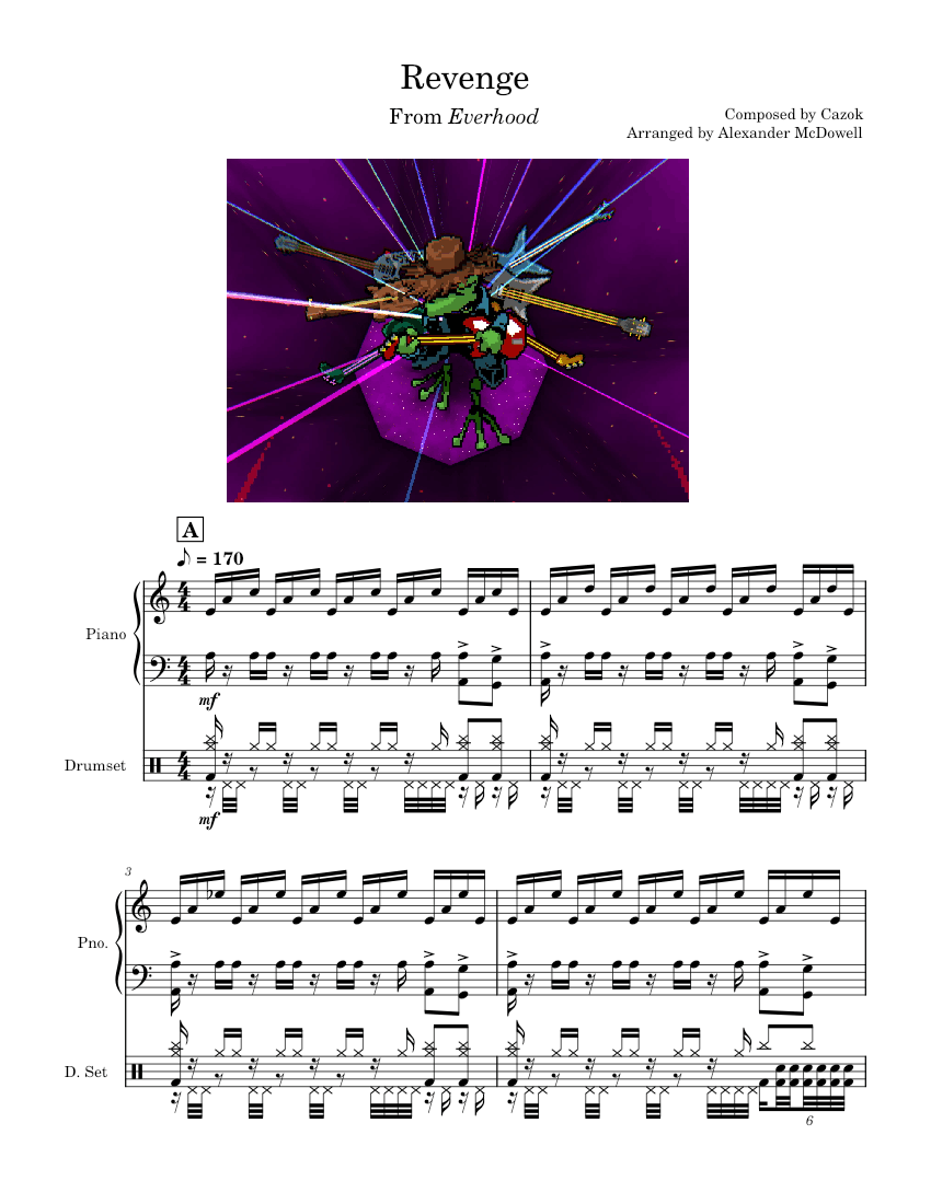 Revenge - Cazok | Everhood OST Sheet Music for Piano, Timpani, Drum ...