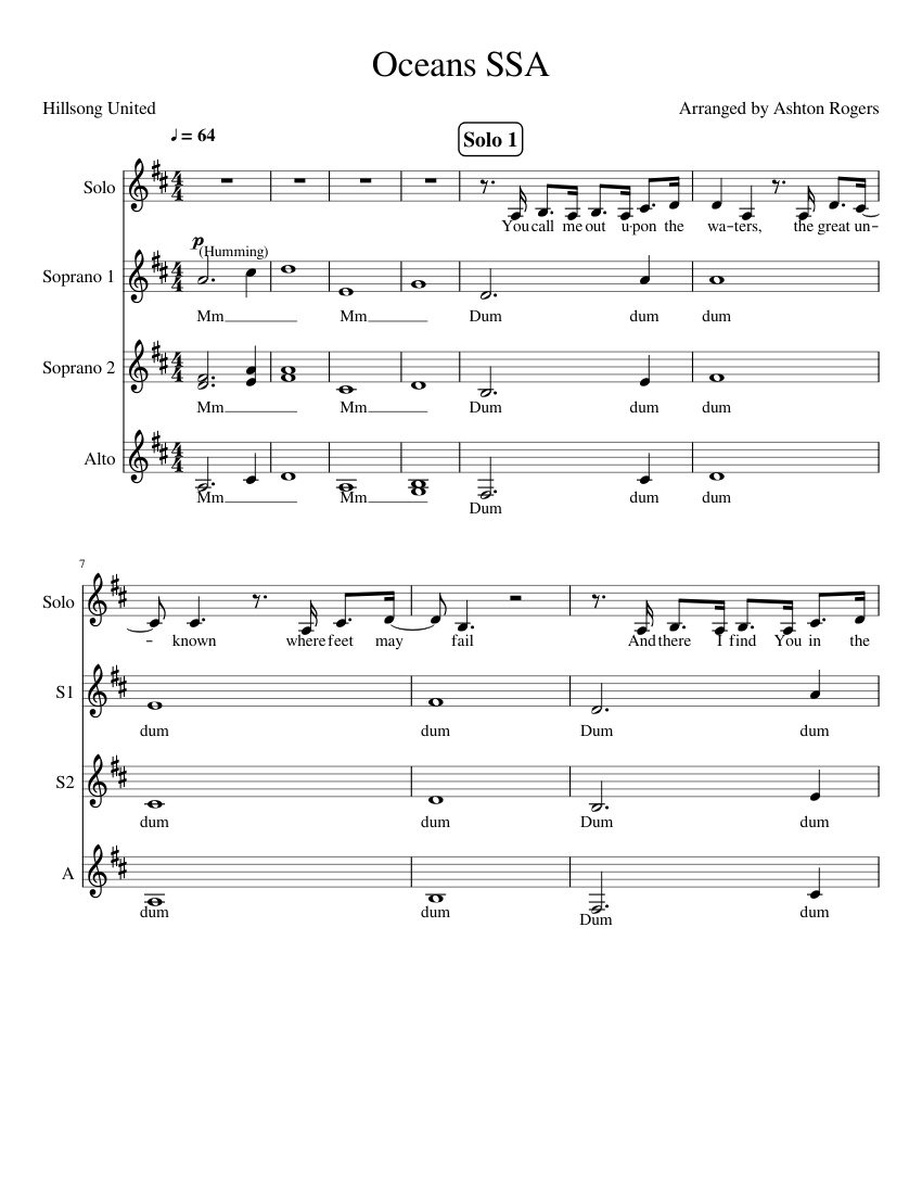 Oceans Hillsong Music Sheet