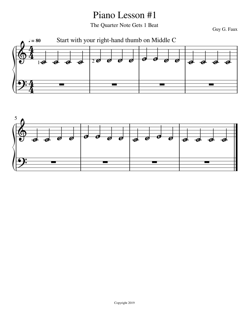 Piano Lesson #1 Sheet music for Piano (Solo) Easy | Musescore.com