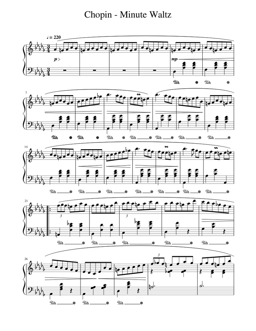 Chopin - Minute Waltz Sheet music for Piano (Solo) | Musescore.com