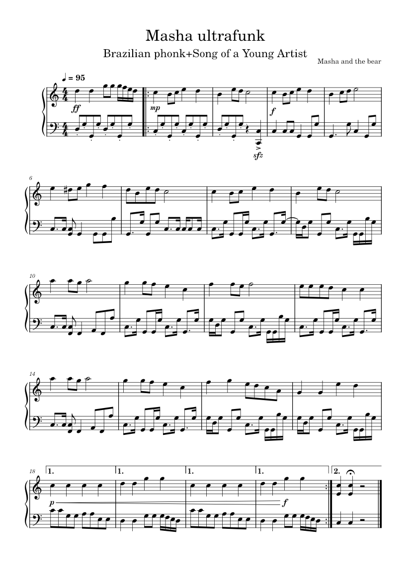 Masha Ultrafunk – Misc tunes Sheet music for Piano (Solo) Easy ...