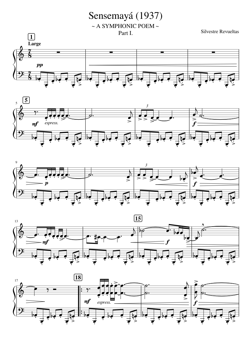 Sensemayá Pt 1 Sheet Music for Piano (Solo) easy | MuseScore.com