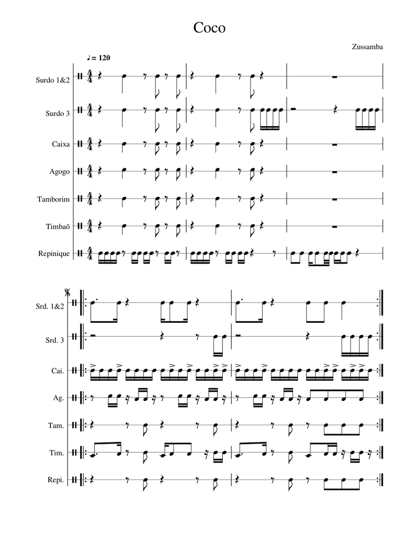 Coco Sheet music for Drum (other) (Percussion Trio) | Musescore.com