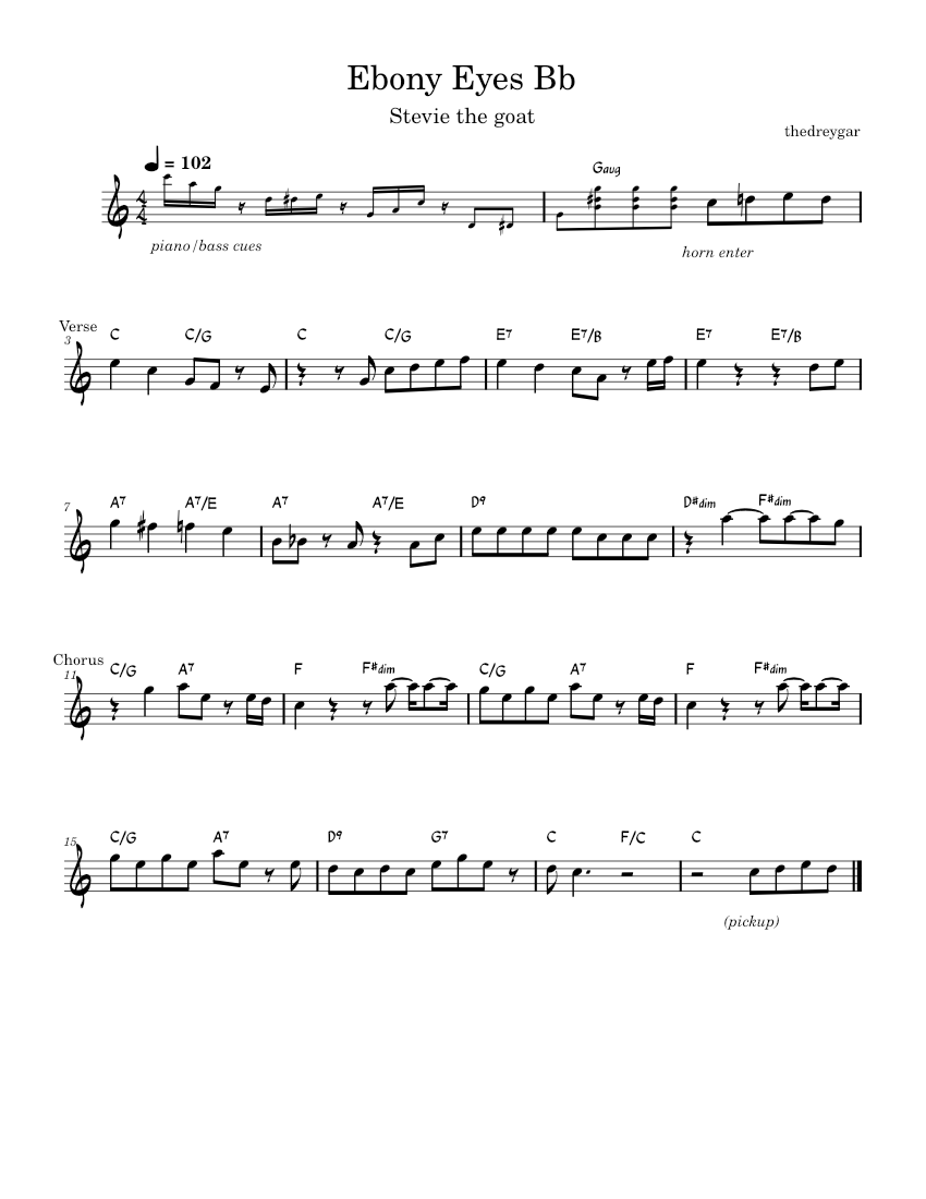 Ebony Eyes Leadsheet in Bb Sheet music for Trumpet other (Solo ...