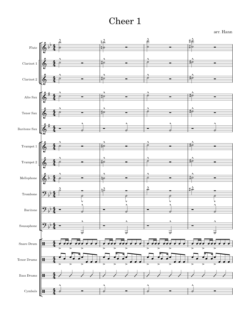 Cheer 1 Sheet Music for Trombone, Tuba, Flute, Saxophone alto & more ...