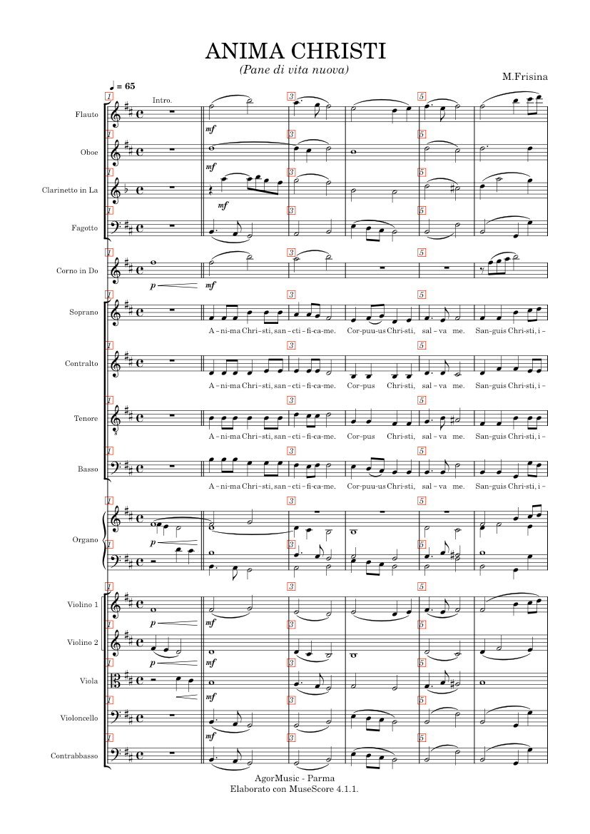 ANIMA CHRISTI M.Frisina Sheet Music for Organ, Flute, Oboe, Bassoon & more instruments (SATB ...