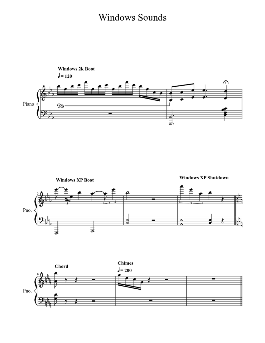 Windows Sounds Sheet music for Piano (Solo) | Musescore.com