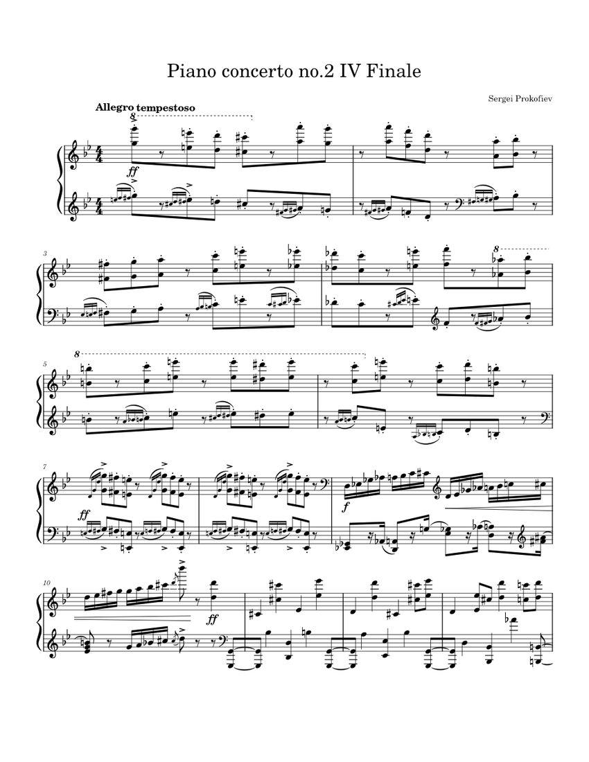 Sergei Prokofiev- Piano Concerto No.2, Op. 16 Finale Sheet music for Piano (Solo) | Musescore.com