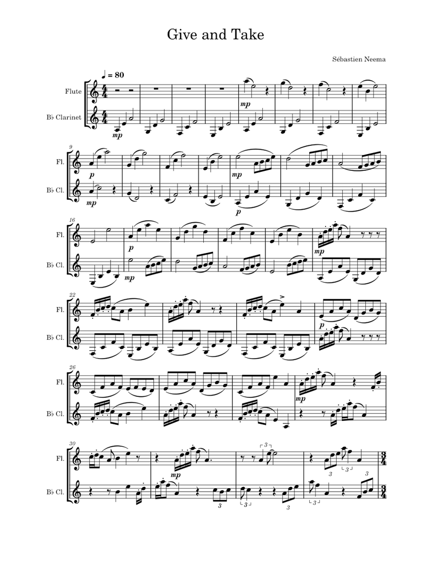 Advanced Comp - Final Composition v.5.2 Sheet music for Flute, Clarinet ...