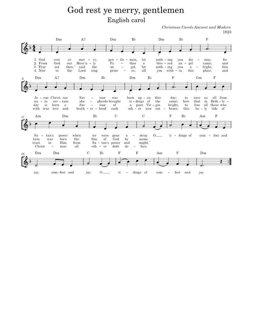 God rest ye merry gentlemen – Misc Christmas (Lead Sheet - Melody ...