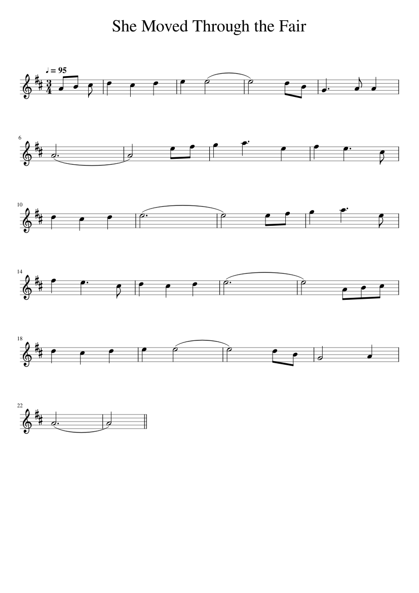 She Moved Through the Fair Sheet Music for Piano (Solo) easy ...