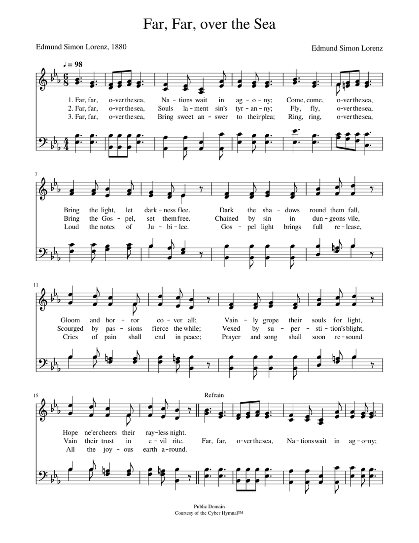 Far, far, over the sea - Edmund S. Lorenz Sheet music for Piano (Piano ...