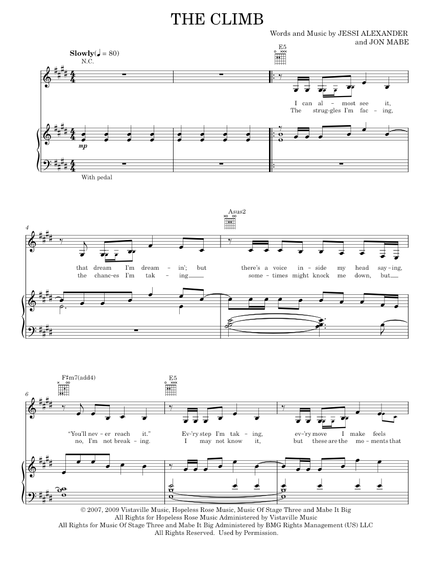 Play Official version of The climb Sheet Music by Miley Cyrus for Piano ...