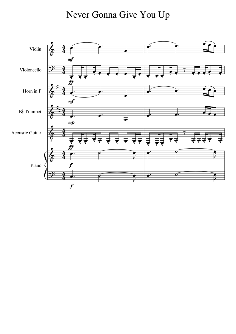 Never Gonna Give You Up – Rick Astley Never Gonna Give You Up Sheet ...