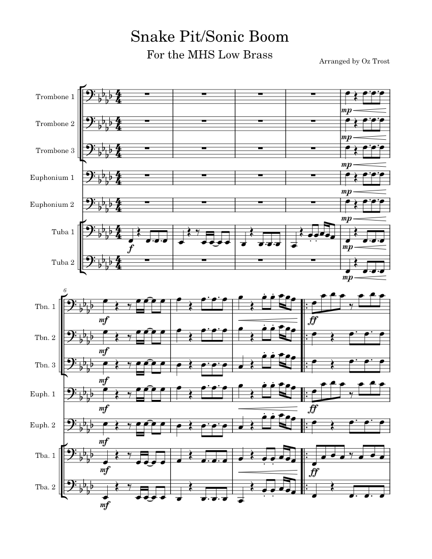 Snake Pit – Sonic Boom Sheet music for Trombone, Euphonium, Tuba ...