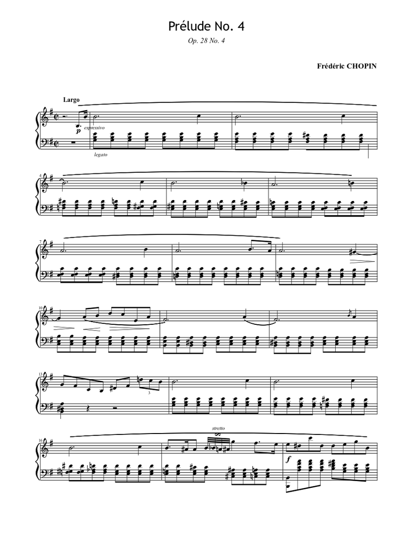 Chopin Prélude Op 28 No 4 Sheet music for Piano (Solo) | Musescore.com