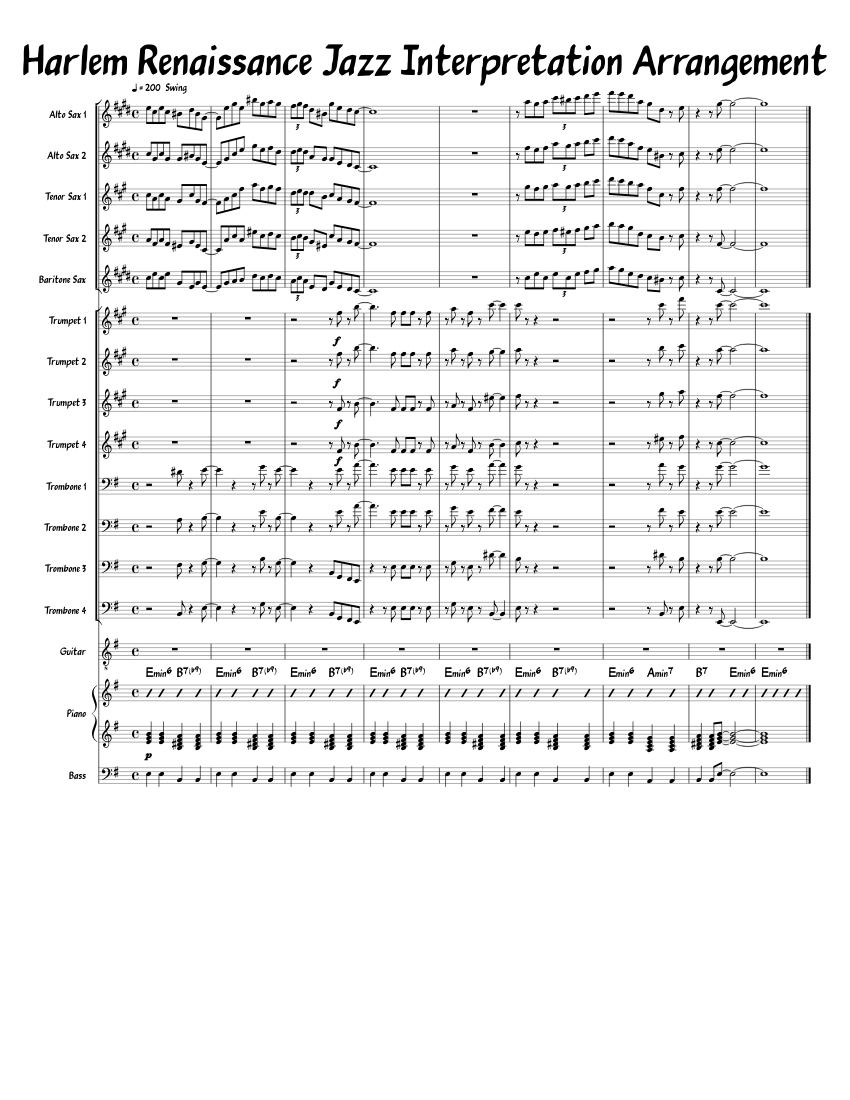 Harlem Renaissance Jazz Interpretation Arrangement Sheet music for ...